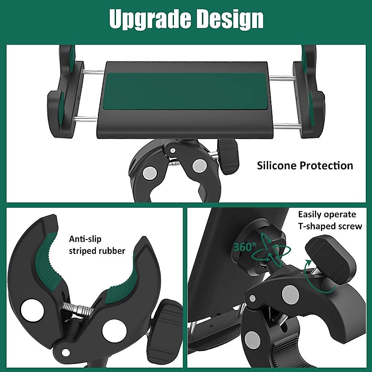 Cuxwill Spin Bike Tablet Mount for 4-13" Tablet & Smartphone, Portable Bicycle Holder Clamp for Indoor Gym Treadmill, Spinning, Elliptical, Stationary Bike, Golf Cart, for iPad Pro Mini Air, iPhone