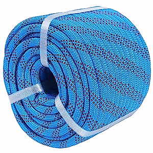 YUZENET Braided Polyester Arborist Rigging Rope (3/8 inch X 100 feet) High Strength Outdoor Rope for Rock Climbing Hiking Camping Swing, Blue/Red