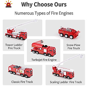 iPlay, iLearn Fire Trucks Toy for Boys 3-5, Kids Fire Engine Station Playset, Toddler Emergency Vehicles Learning, Realistic Firefighter Site Ladder Truck, Birthday Gifts for 4 6 7 8 Years Old
