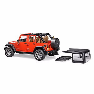 Bruder Toys - Recreational Realistic Jeep Wrangler Unlimited Rubicon with Openable Doors and Removeable Rear Seat (Color May Vary) - Ages 3+