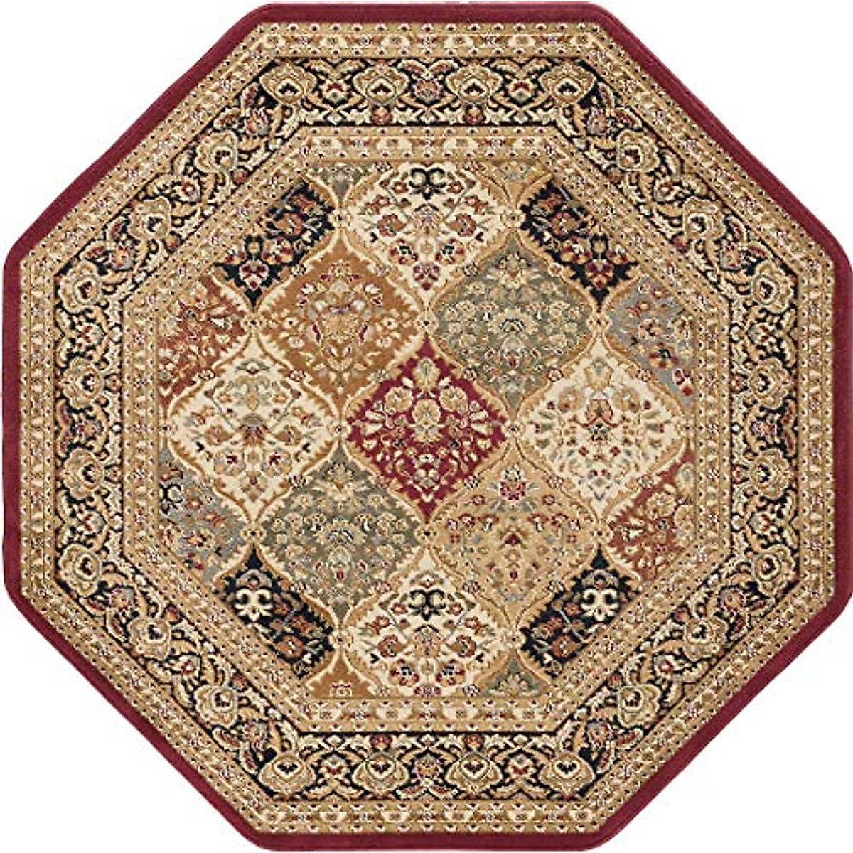 Princeton Traditional Oriental Red Octagon Area Rug, 5' Octagon