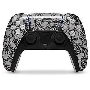 WraptorSkinz Skin Wrap compatible with Sony PS5 DualSense Controller Scattered Skulls Gray (CONTROLLER NOT INCLUDED)