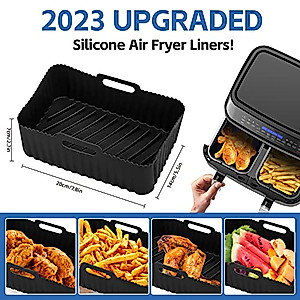 Upgraded 7PCS Silicone Dual Air Fryer Accessories,Fit Most Ninja Foodi AF300UK, AF400UK 7.6-9.5L or Larger Dual Air Fryers