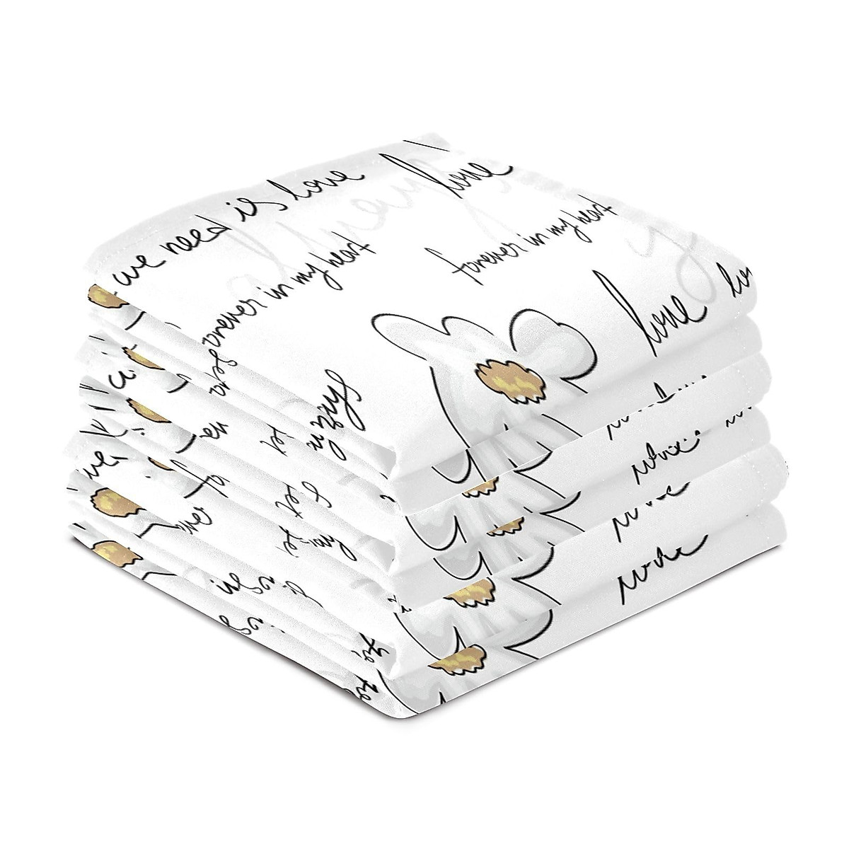 Kigai Love Daisy Flower Kitchen Towels, 18 x 28 Inch Super Soft and Absorbent Dish Cloths for Washing Dishes, 6 Pack Reusable Multi-Purpose Microfiber Hand Towels for Kitchen