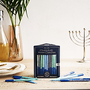 Rite Lite Premium Dripless Frosted Hanukkah Candles - Blue Shades Bulk Pack of 45 - Fits Most Menorahs Jewish Holiday Party Favors Accessories Decor