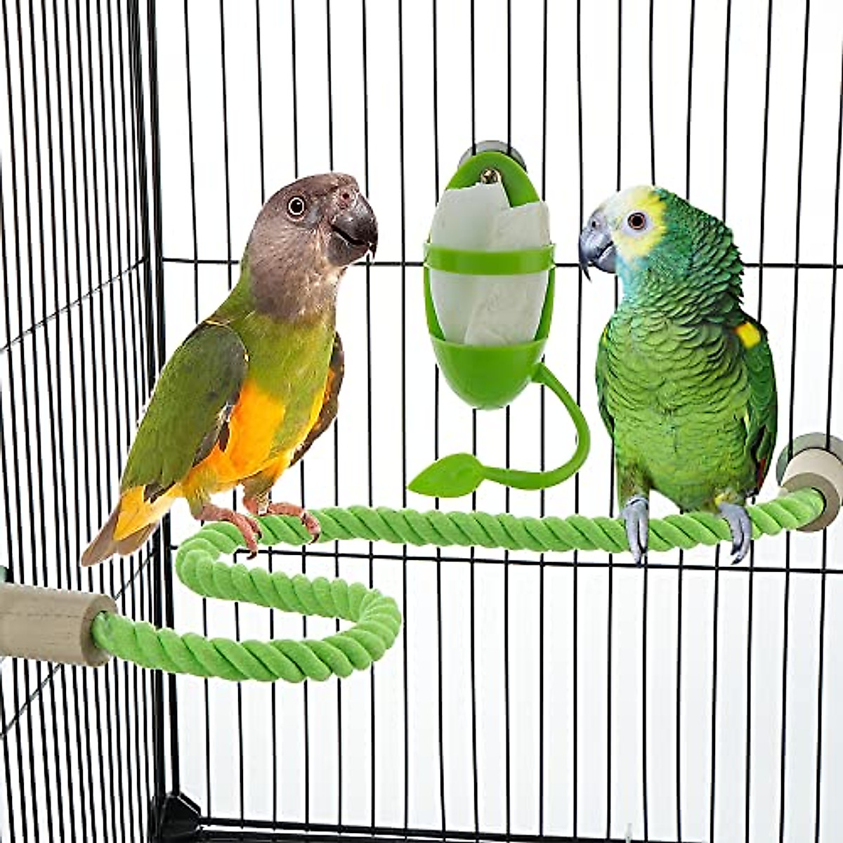 2 Pcs Bird Hemp Rope Perch Swing, Parrot Standing Stick Comfy Perches Birds Climbing Bendable Standing Stick (31.5" and 21.6")