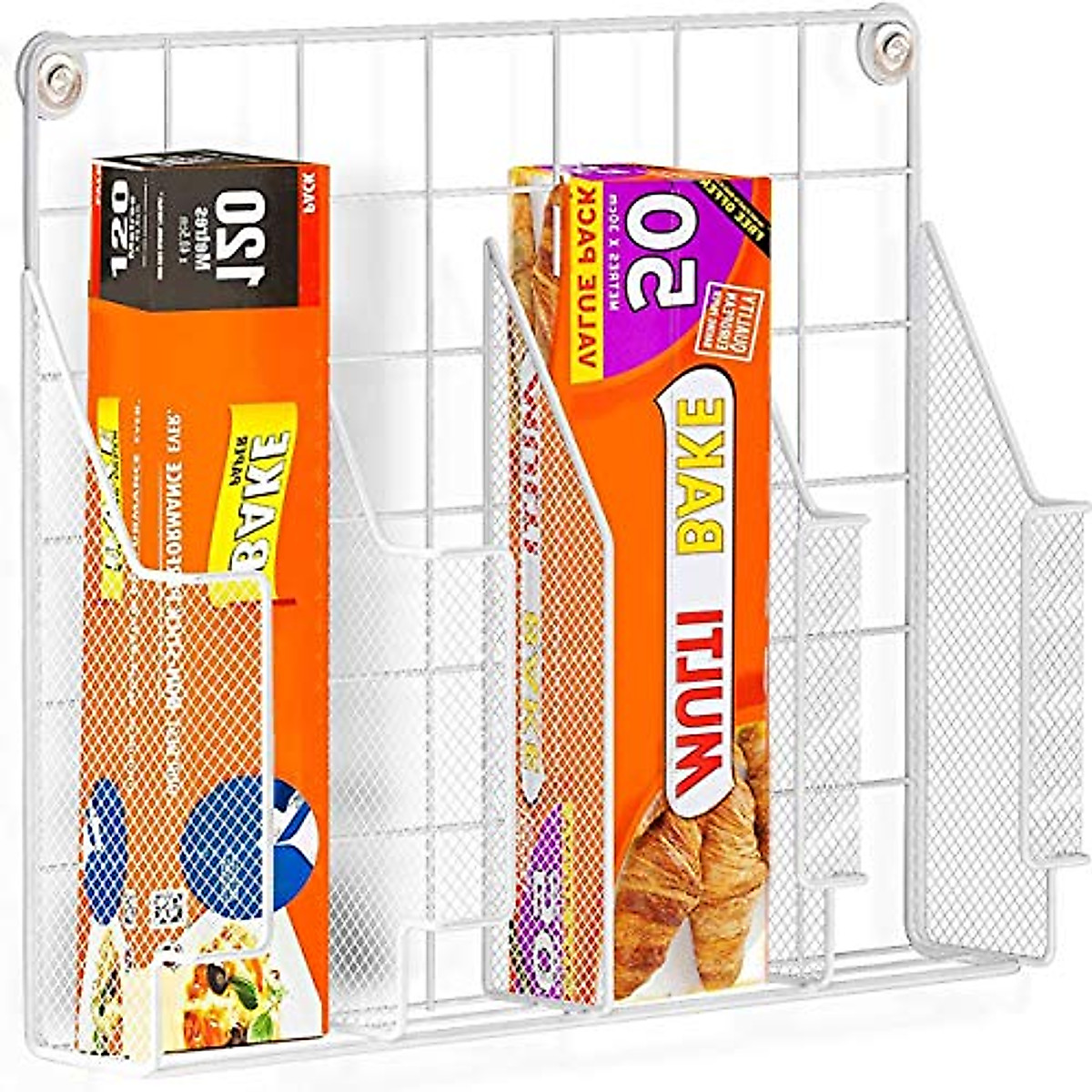 Home Intuition Wall Mount Kitchen Wrap Organizer Rack Cabinet Pantry RV Campers, White