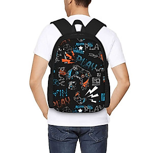 D-WOLVES Funny Video Game Weapon Gamer Backpack for Girls Boys Teens Women Men, College Student Bookbag Casual Hiking Daypack, Perfect for Back to School Travel Library Outdoor