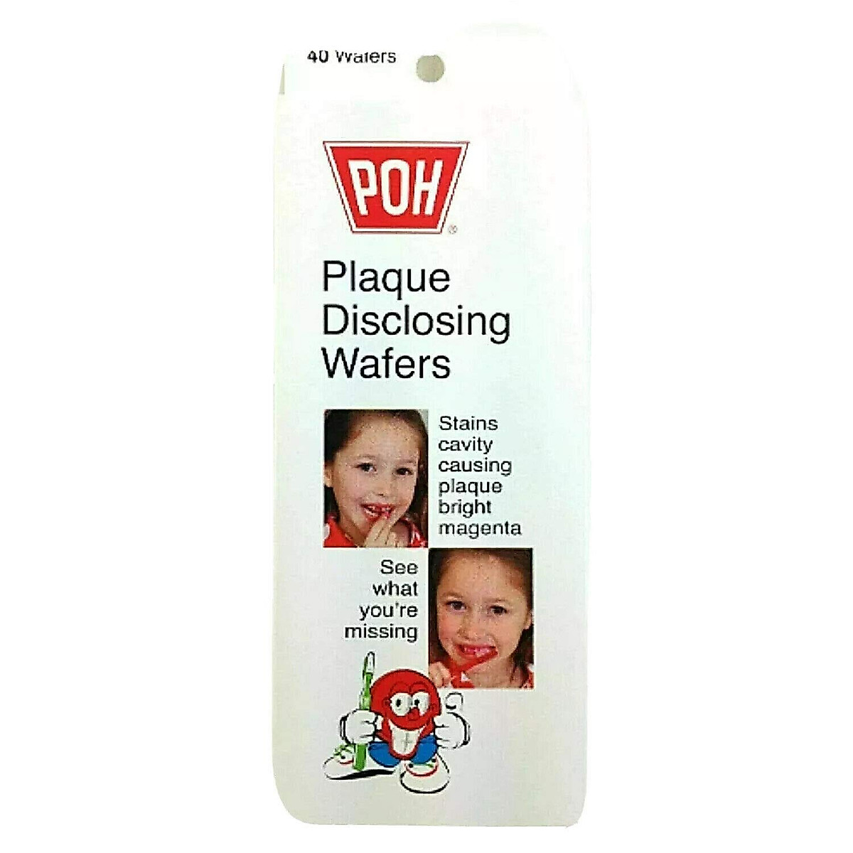 POH Plaque Disclosing Tablet Wafers For Kids - 40 Count, Cherry Flavor - Plaque Remover