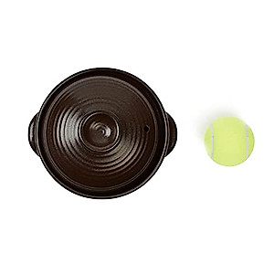 Crazy Korean Cooking Korean Stone Bowl (Dolsot), Sizzling Hot Pot for Bibimbap and Soup - Premium Ceramic (Medium with Lid)