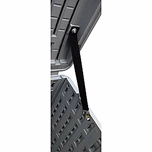 Plastic Development Group 105 Gallon Weatherproof Resin Outdoor Patio Storage Deck Box with Secure Lid Retainer Straps, Driftwood Gray