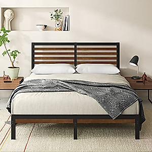 Zinus Kai Bamboo and Metal Platform Bed Frame with Headboard / No Box Spring Needed / Easy Assembly, Queen, Brown