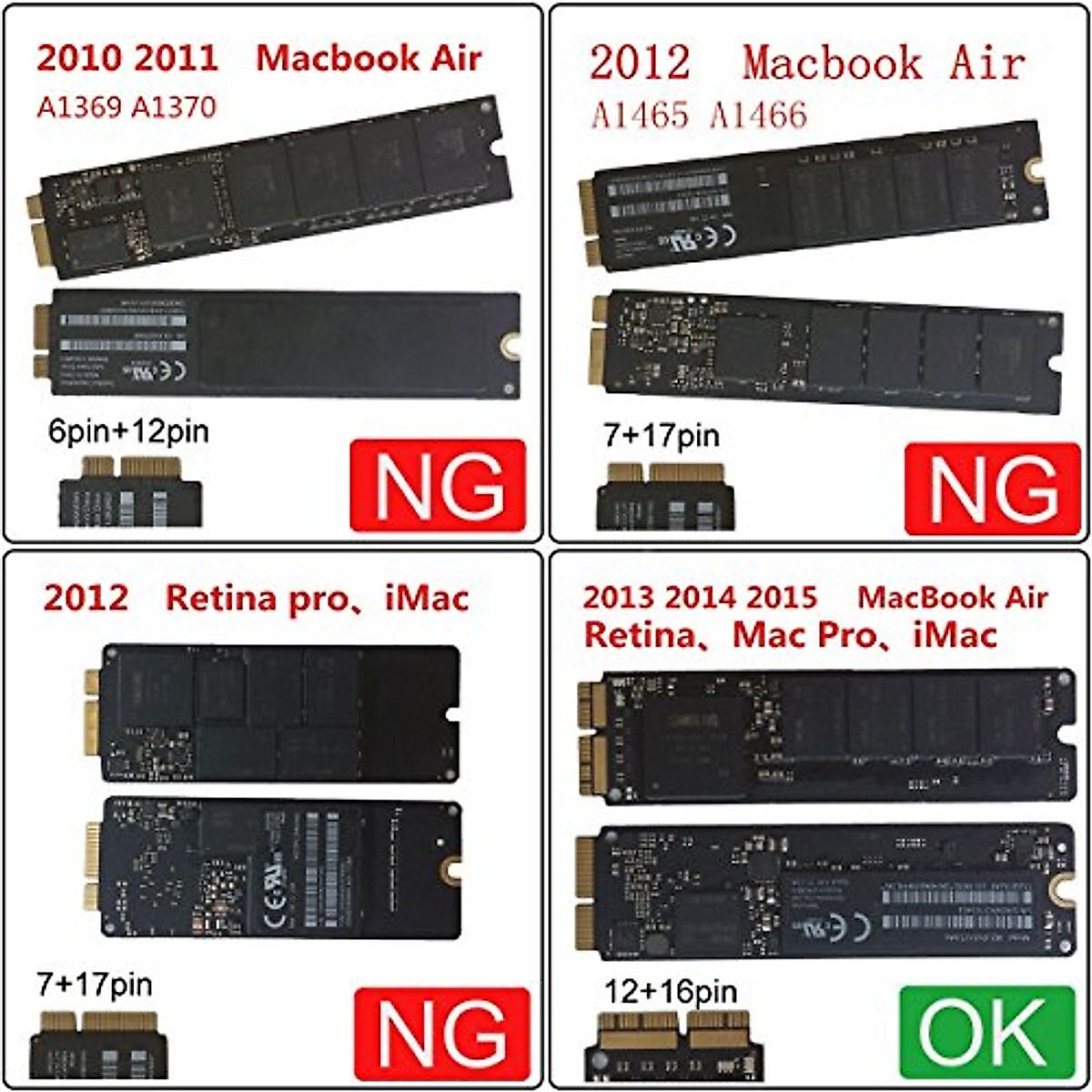 chenyang 12+16Pin MAC SSD to Motherboard M.2 NVME NGFF M-Key Convert Adapter Card for 2013 2014 2015 A1493 A1502 A1465 A1466 MAC Pro Air SSD