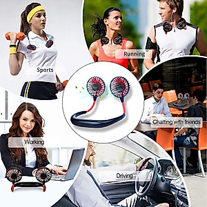 LUCKY CUP Neck Fan Portable, 2 Pack Mini Personal Battery Powered Hand Held Fan Cooler 360 Degree Free Rotation for Outdoor Traveling, Sports, Office, Reading