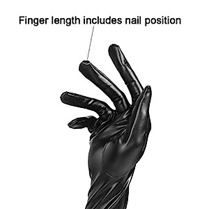 Luwint Women Long Leather Gloves, Black Wet Look Latex Gloves for Costume Dress Opera Party