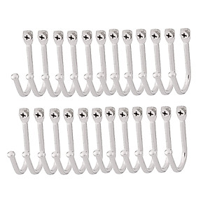 Antrader Household Metal J Shaped Wall Door Key Coat Bag Hanger Hook Silver Tone Pack of 24
