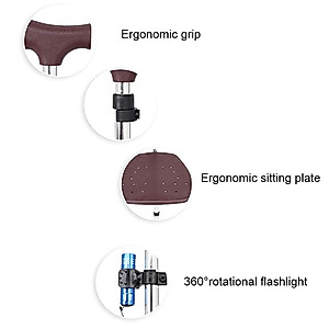 Crutches Crutches for Adults 2-in-1 Folding Walking Stick Seat, Travel Cane Chair, Lightweight, Three Legged Stick with Stool, for Elderly Crutches Ev