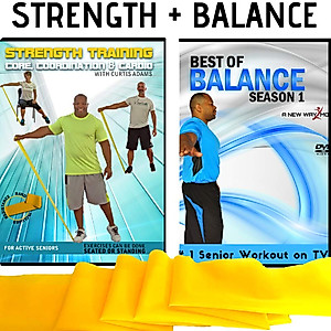 BALANCE + STRENGTH EXERCISE for Seniors: Improve your balance and increase your strength with this senior fitness combo includes resistance band. Get stronger, Core & Abs, aerobics, coordination