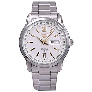 Seiko 5 SNKP15 K1 Silver with White Dial Men's Classic Automatic Analog Watch
