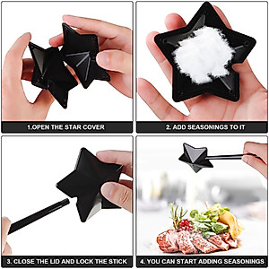 2 Pcs Magic Wand Salt and Pepper Shakers, Star Wand Salt and Pepper Shakers (black & white)