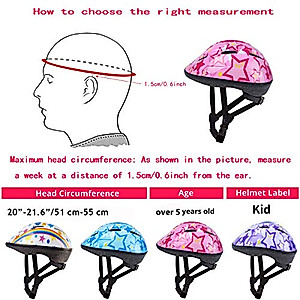 Kids Helmet Adjustable for Kids Ages 3-8 Years Old Boys Girls, Toddler Bike Helmet with Protective Sports Gear Set Knee Elbow Pads Wrist Guards for Cycling Roller Skating Skateboard-(Purple Star)