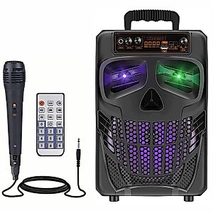 Aesackir Portable Bluetooth Speaker with Subwoofer Wireless Speakers Outdoor/Indoor Big Support Remote Control FM Radio TF Card LED Lights MP3 Player Party for Home Camping iPhone Computer PC (B-S08)