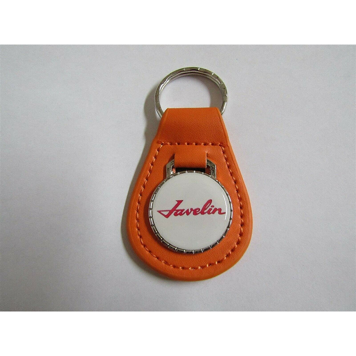 JAVELIN SCRIPT EMBLEM LOGO LEATHER KEYCHAIN - PUMPKIN