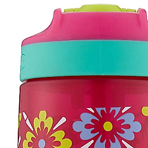 Rubbermaid Leak-Proof Sip Kids Water Bottle, 14 oz, Tiki Flowers Graphic