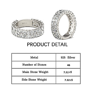 Jeulia Round Cut Sterling Silver Eternity Ring for Women All-Around Band Stacking Ring Set Diamond Engagement Wedding Band Ring with Jewelry Gift Box (White, 7)