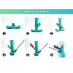 POOLWHALE Portable Pool Vacuum Jet Underwater Cleaner W/Brush,Bag,6 Section Pole of 56.5"(No Garden Hose Included),for Above Ground Pool,Spas,Ponds & Fountains