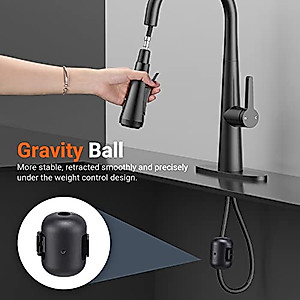 Kitchen Faucet with Pull-Down Sprayer, LEPO Matte Black 4-Function Kitchen Pull Out Faucet, Modern High Arc Single Handle Kitchen Utility RV Bar Sink Faucets with Deck Plate (Matte Black)