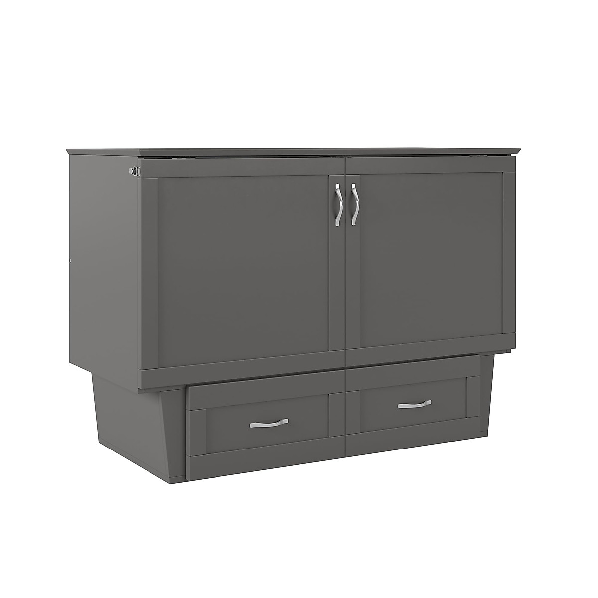 AFI Monroe Full Size Murphy Bed Chest with Mattress, Storage, & Built-in Charger in Grey