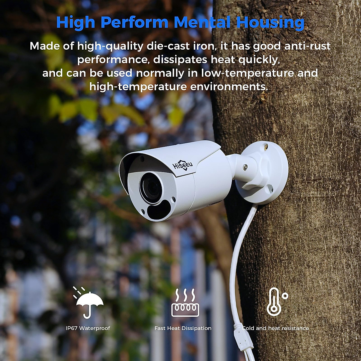 [4K HD+3TB HDD] Hiseeu 4K Security Camera System, PoE Security Camera System w/4pcs IP PoE Cameras, 121° Wide View, IP67 Waterproof, Free Remote Access, WDR, Human Detect, 7/24 Record