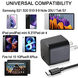 15W USB-C Fast Charger with 6.6Ft USB-C Cable for New Fire HD 8,8Plus,10,10Plus,Kids,Kids Pro,Max 11 Tablet(2020-2023 Release), Kindle Paperwhite(11th Gen), New Kindle(11th Gen) eReaders