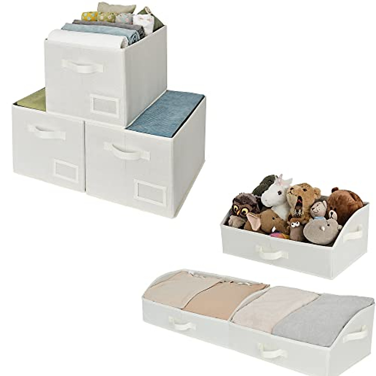 GRANNY SAYS Bundle of 3-Pack Trapezoid Storage Bins for Organizing & 3-Pack Rectangle Lidless Storage Bins