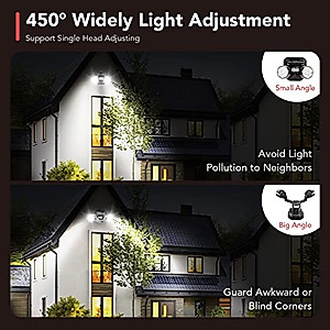 OREiN Led Flood Light Outdoor Motion Sensor, 450° Wide Adjustable 12W(150W Equiv) 5000K Security Lights with 3 Modes, IP65 Waterproof Motion Detector Light for Outside, Garage Patio House（Black）