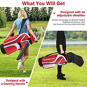 GYMAX Complete Golf Club Set for Women, 14 PCS Right Hand Golf Set with #1 Driver & #3 Fairway & #4 Hybrid & #6/#7/#8/#9/#P Irons, Putter & Head Covers, Ladies Golf Clubs Full Set (Red)