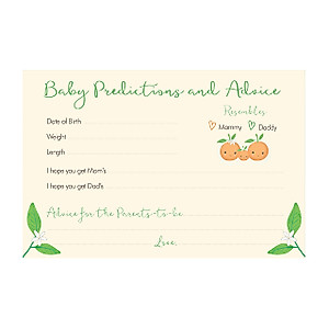 Oh My Baby Shower, Little Cutie Predictions and Advice Baby Shower Cards 24 count, orange, green, cream, white