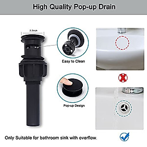 RETHME Black Bathroom Sink Faucet, 360° Swivel Spout 2 Handle Bathrrom Faucets, Lead-Free Modern Bathroom Faucets with Pop-up Drain and Supply Lines,Suit for 2or3 Hole Sink, Matte Black