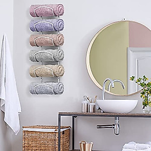 CANYAVE Towel Racks for Bathroom, Towel Rack Wall Mounted Bathroom Towel Holder, Towel Storage for Rolled Bath Shower Hand Towel, 3 Levels x 2pcs (Silver)