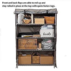 YLOVAN Storage Shelf Cover Wire Rack Shelving Dust Protective, Fits Racks 48" Lx19''Dx72''H One Side See Through Panel (Cover only)