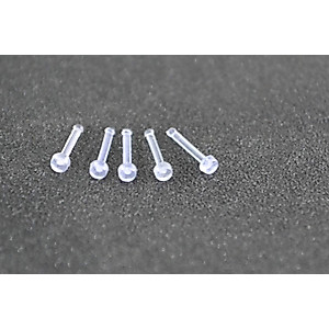 BQfife Jewelry 5Pcs 18g Clear Nose Ring Retainer Bioflex Shape Nose Rings Studs Piercing Jewelry Flat Top