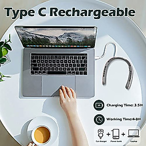 MSEVC Upgraded Neck Fan, Hand Free 4 Turbo Personal Fan 360°Adjustable Bladeless Fan Neck Wearable Cooling Fan USB Rechargeable with 6 Speeds for Women Men Camping Sports Travel Indoor