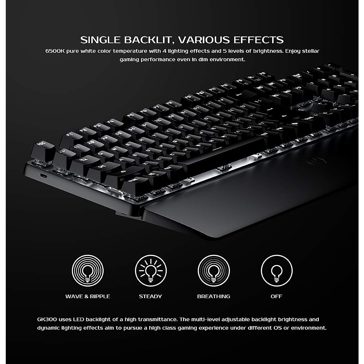 GameSir GK300 Wireless Mechanical Gaming Keyboard 2.4 GHz + Blutooth Connectivity, 1ms Low Latency, Aluminium Alloy Top Plate, Anti-ghosting for PC/iOS/iPad/Android Smartphone/Laptop and Mac (Renewed)