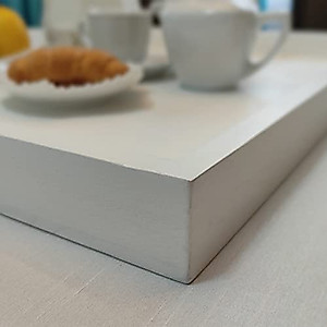 Gekko and Co. 24 x 24 Inches Large Ottoman Tray White - Perfect as a Decorative Tray, Serving Tray, Coffee Table Tray or Wooden Tray for Zen Garden