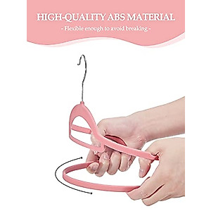 HOUSE DAY Velvet Hangers with Tie Bar 20 Pack Pink, Clothes Hangers Non-Slip, Space Saving Felt Hangers for Pants, Coat, Suits, Shirt, Scarf, No Hanger Marks
