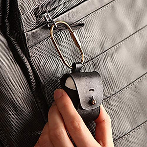 elago Genuine Leather Case Compatible with AirPods 1 Case and Compatible with AirPods 2 Case, Natural Cowhide Leather Case with Brass Ring Holder, Supports Wireless Charging [Black]