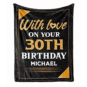 PREZZY with Love on Your 30th Birthday Gifts for Men Women Personalized Blanket Vintage Born in 1993 Throw Blanket 30 Years Old Bday Decorations Ideas Sherpa Fleece Blankets
