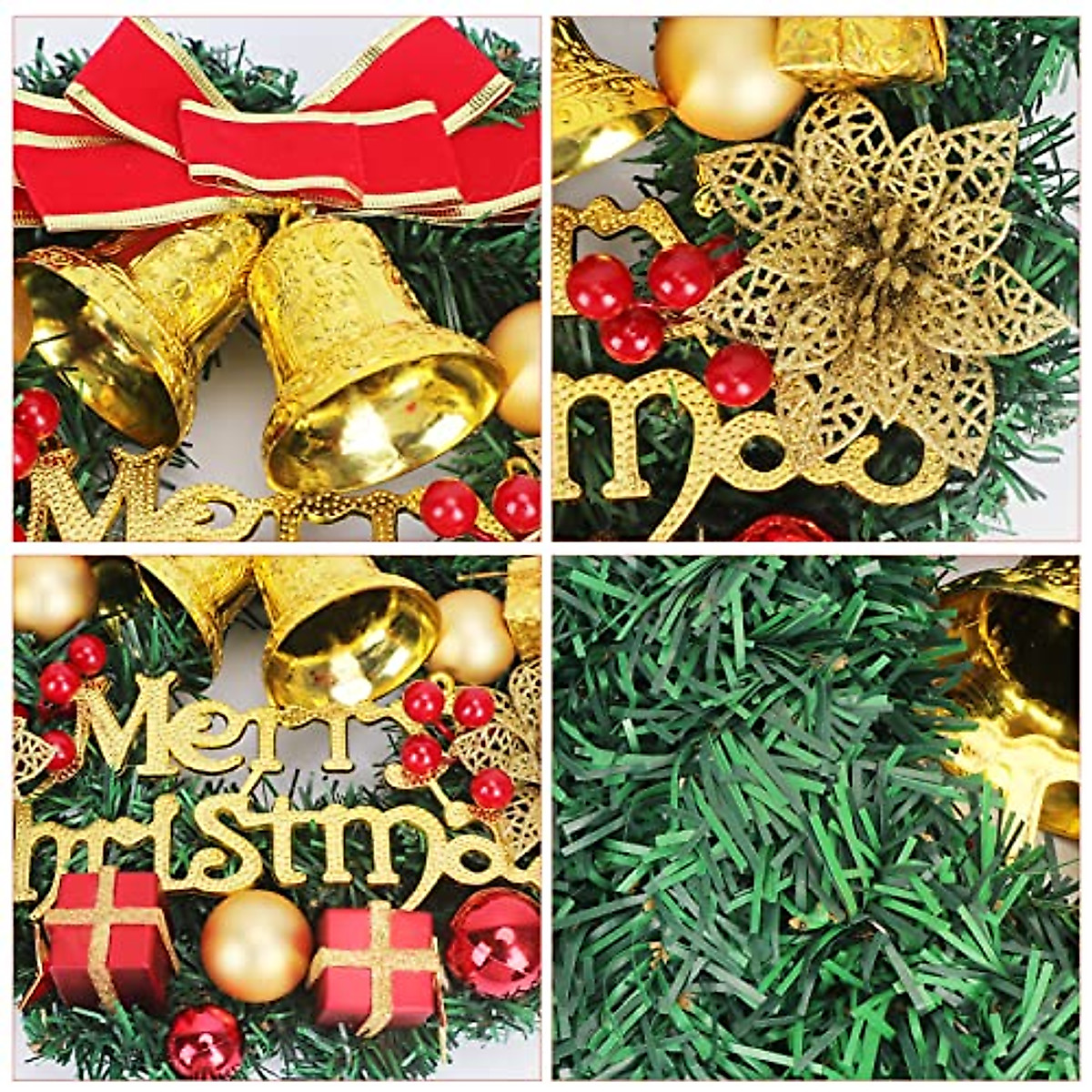 Skycase Christmas Wreath, 32cm/2.6 inch Artificial Christmas Decoration Crafts Wreath with Bell for Front Door Holiday Party Wedding Office Home Garden Christmas Tree Wall Decor