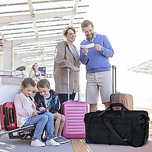 Fmeida 65L Duffle Bag with Shoes Compartment, Foldable Travel Duffel Bags for Men Women, Large Packable Travel Bag Water-Repellent & Tear-Resistant (Black)